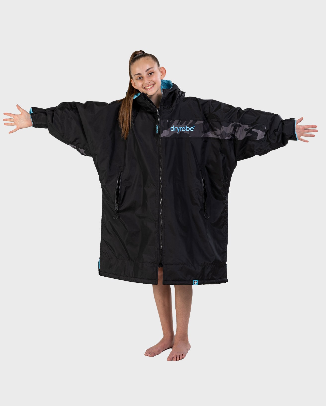 Dryrobe® Advance Kids Long Sleeve Robe - Black Blue Camo - REWORK