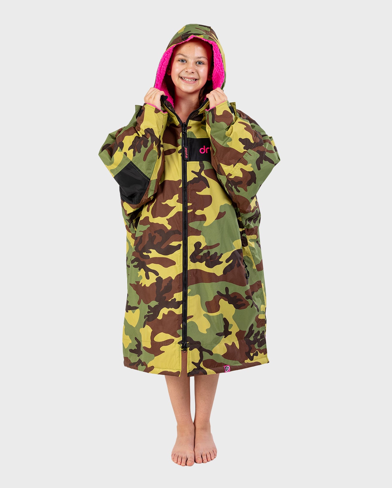 Dryrobe® Advance Kids Long Sleeve Robe - Camo Pink Black