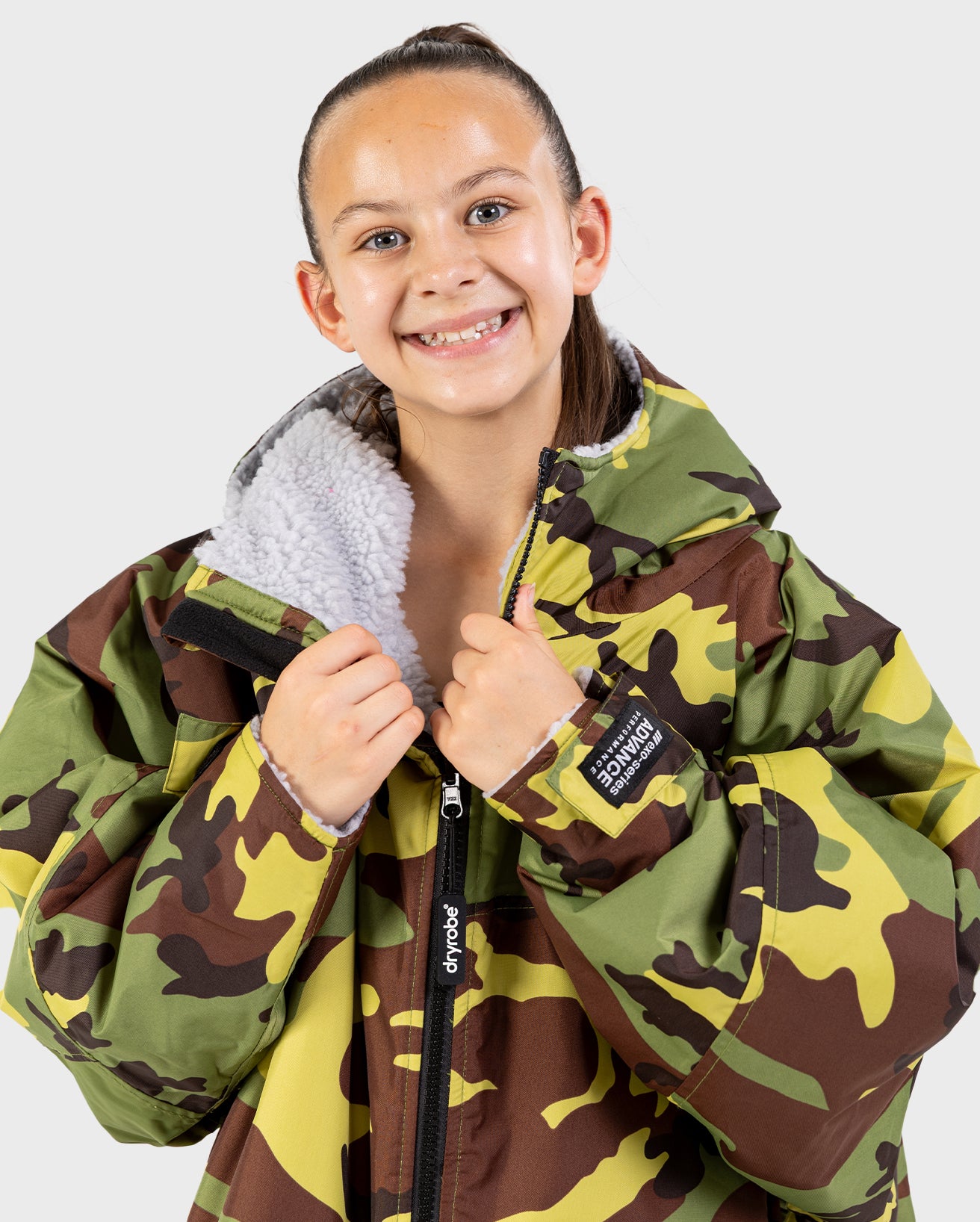 Dryrobe® Advance Kids Long Sleeve Robe - Camo Grey Green