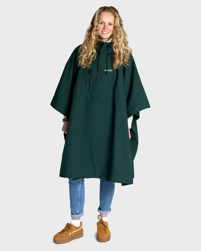 Dark Green One Size Adults Rainproof Poncho | Dryrobe®