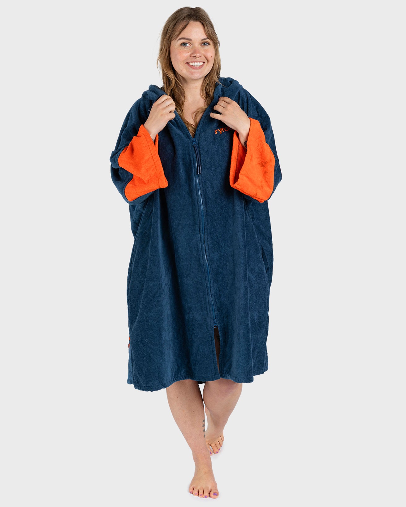 Deep Sea Blue Full-Zip Organic Towel Robe | Dryrobe®