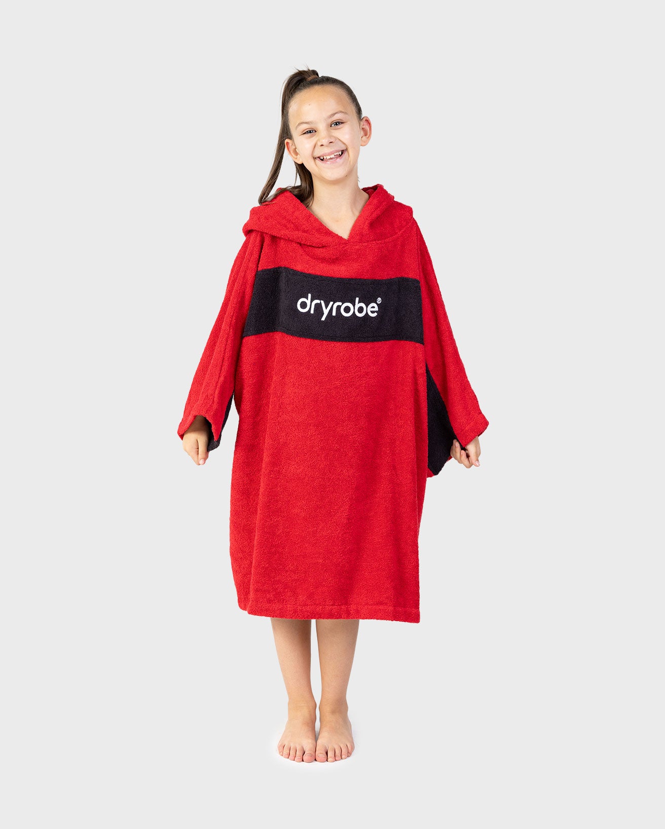 Red Black Kids Organic Towel Changing Robe - REWORK | Dryrobe®