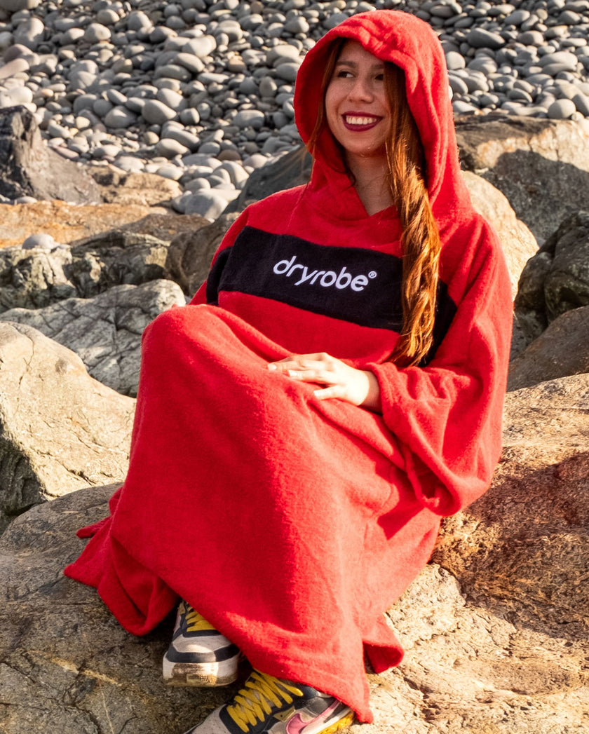 Red Black Organic Towel Changing Robe - REMIX | Dryrobe® – dryrobe