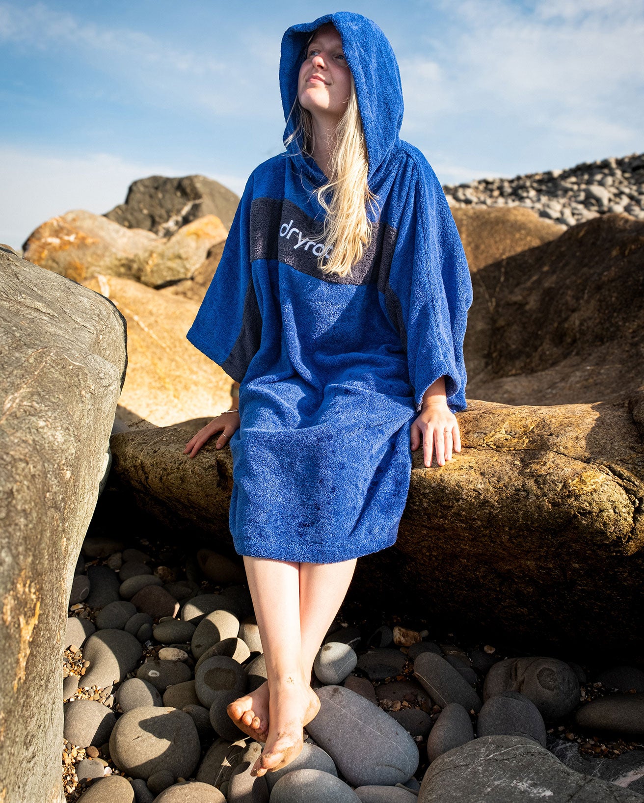 Royal Blue Navy Organic Towel Changing Robe - REWORK | Dryrobe®