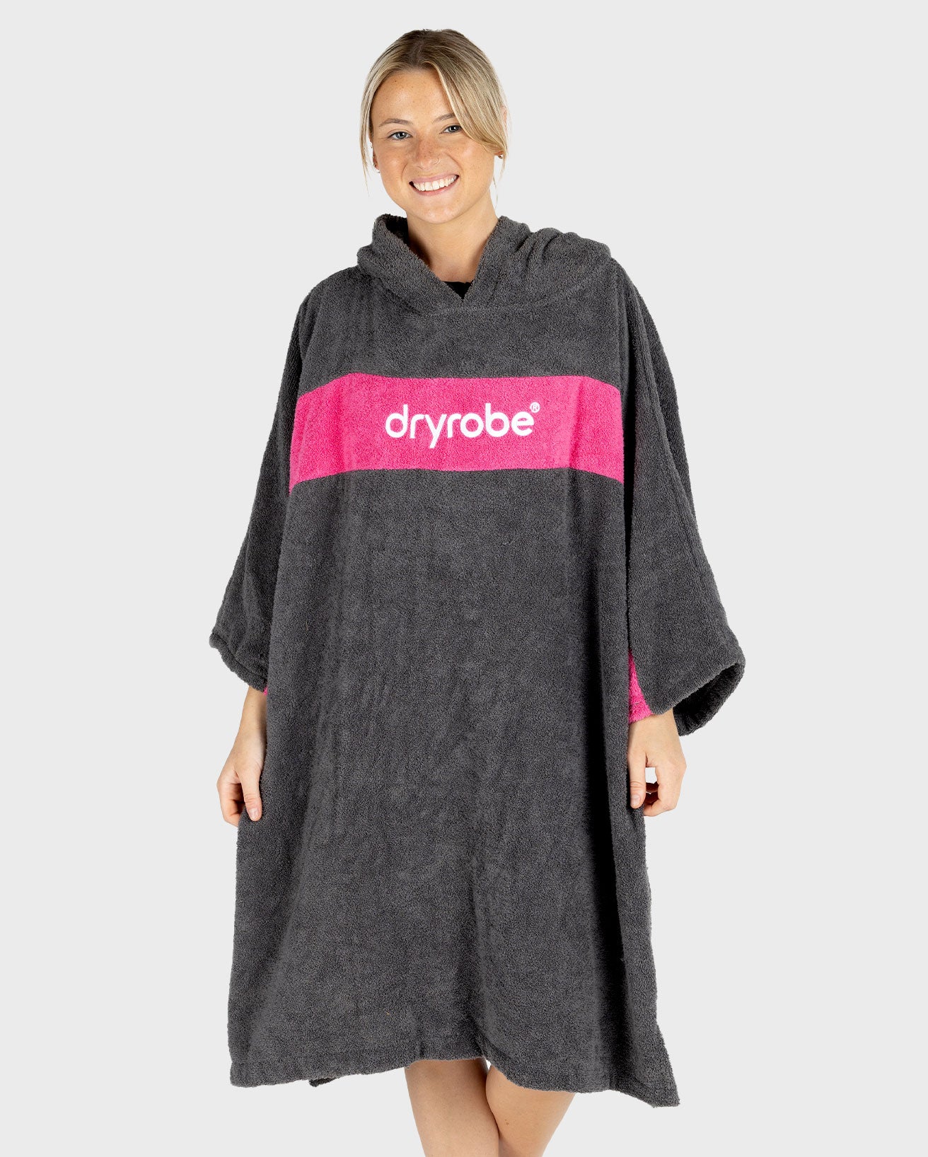Slate Grey Pink Organic Towel Changing Robe - REWORK | Dryrobe®
