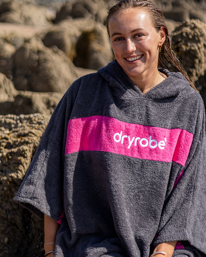 Slate Grey Pink Organic Towel Changing Robe - REWORK | Dryrobe®