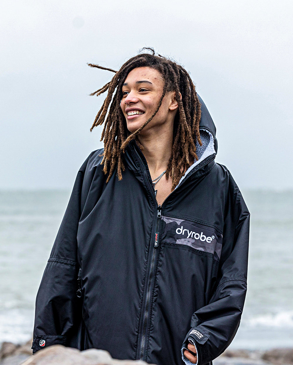 dryrobe Advance Long Sleeve - REMIX Range - black grey camo