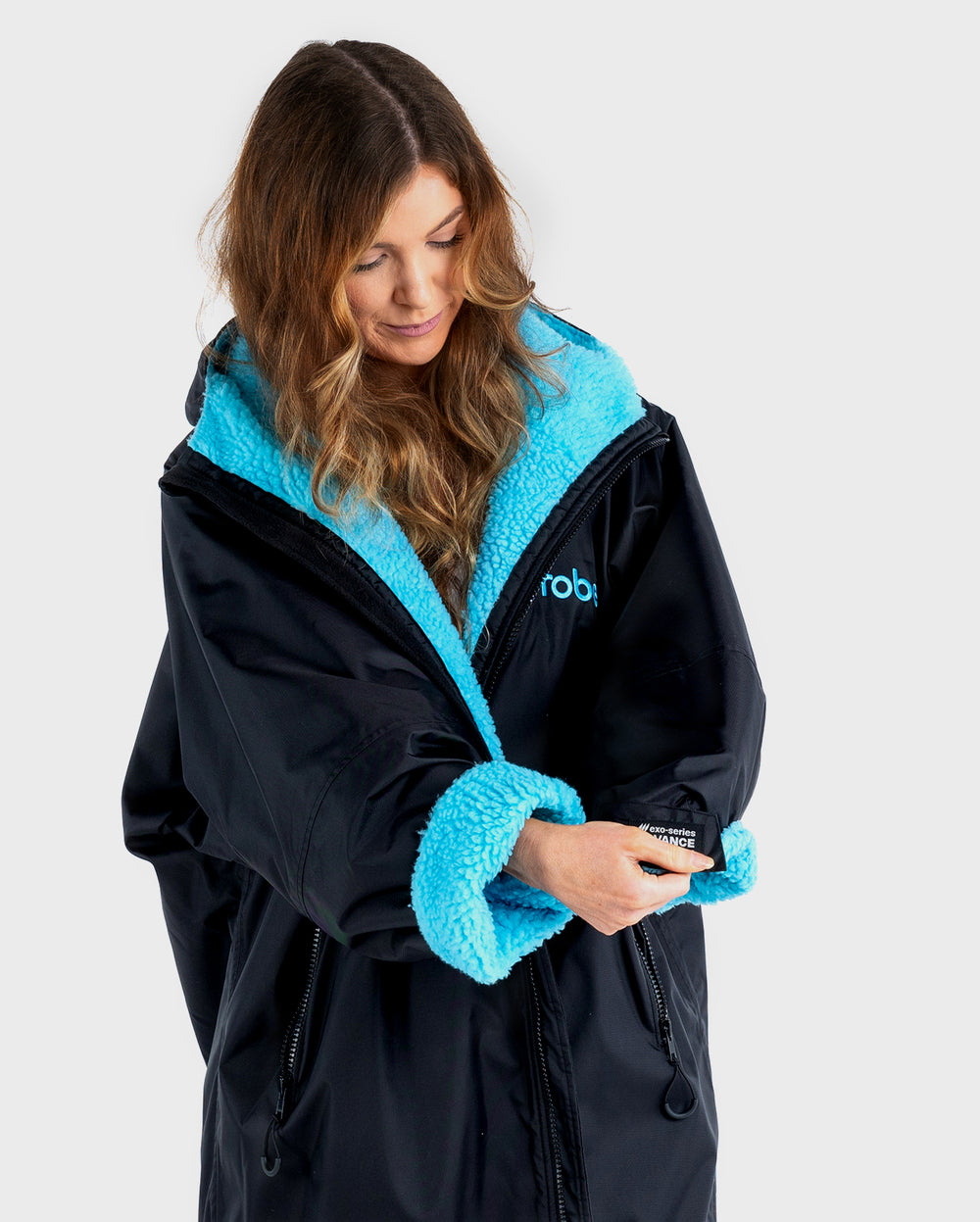 Black Blue Long Sleeve Adult Changing Robe | Dryrobe®