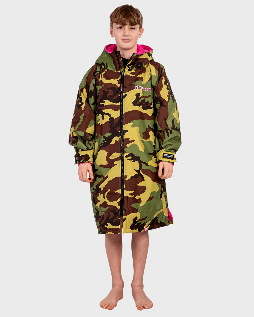 Camo Pink Long Sleeve Kids Advance Changing Robe | Dryrobe®