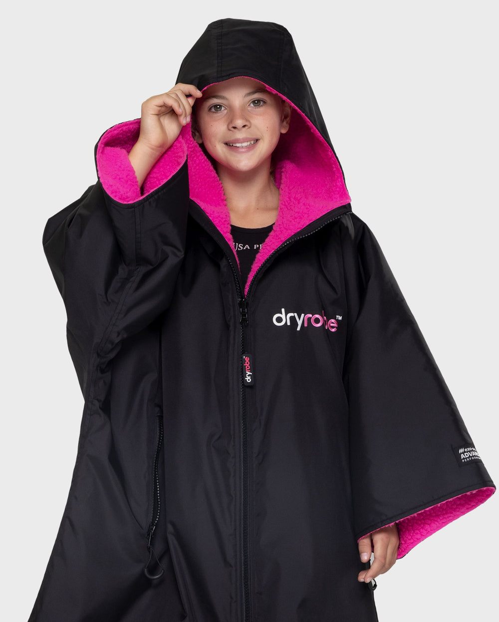 Black Pink Easy-Fit Kids Advance Changing Robe | Dryrobe®
