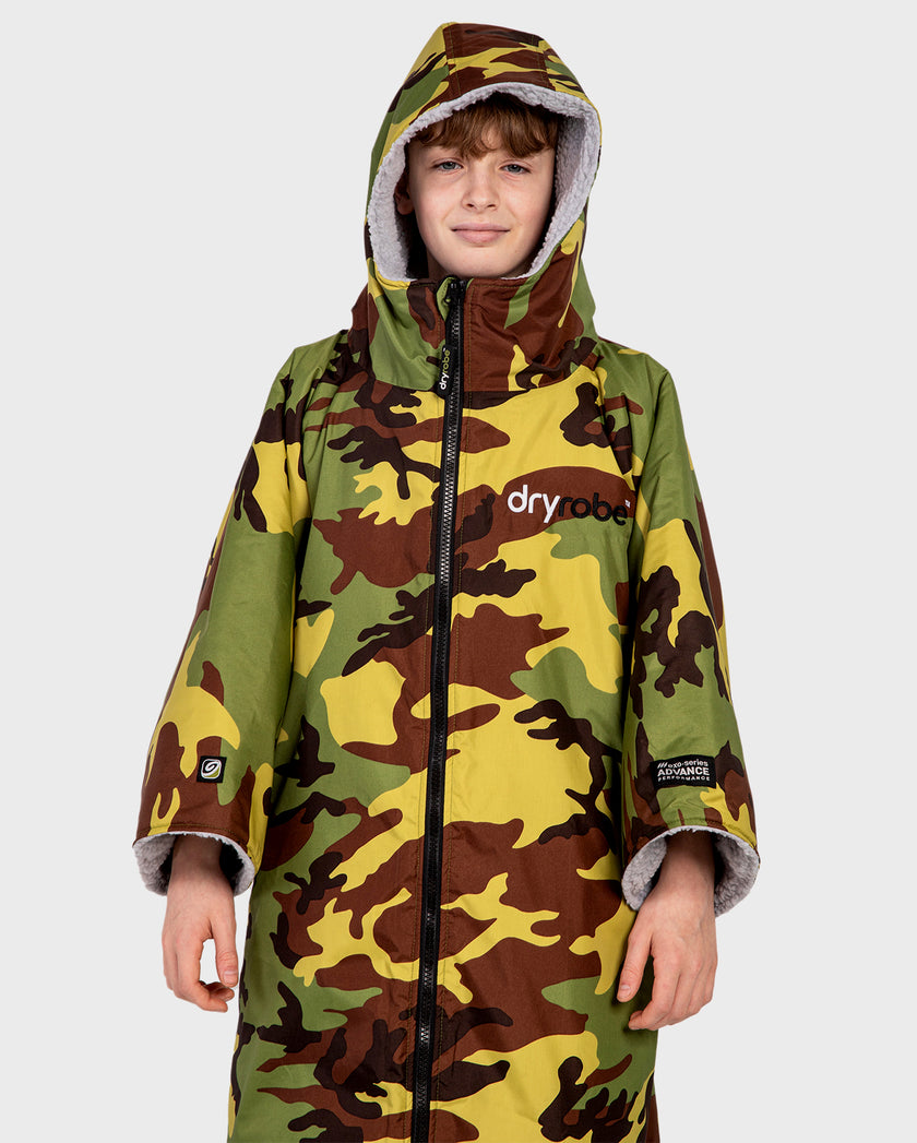 Camo Grey Easy-Fit Kids Advance Changing Robe | Dryrobe®