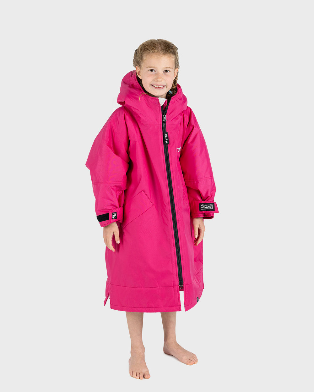 Pink Light Grey Long Sleeve Kids Advance Changing Robe | Dryrobe®
