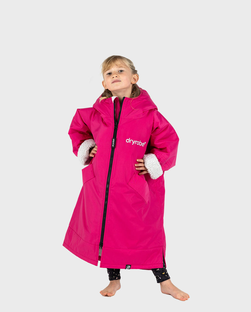 Pink Light Grey Long Sleeve Kids Advance Changing Robe | Dryrobe®