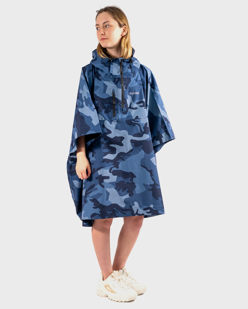 Blue Camo Kids Rainproof Poncho | Dryrobe®