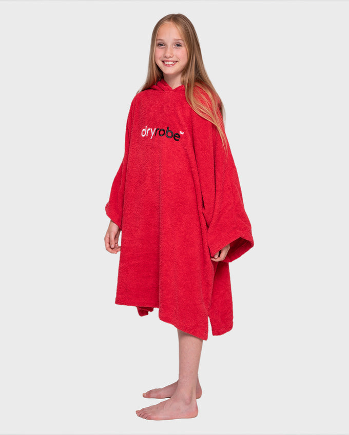 Red Kids Organic Towel Changing Robe | Dryrobe®