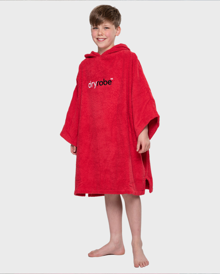 Red Kids Organic Towel Changing Robe | Dryrobe®
