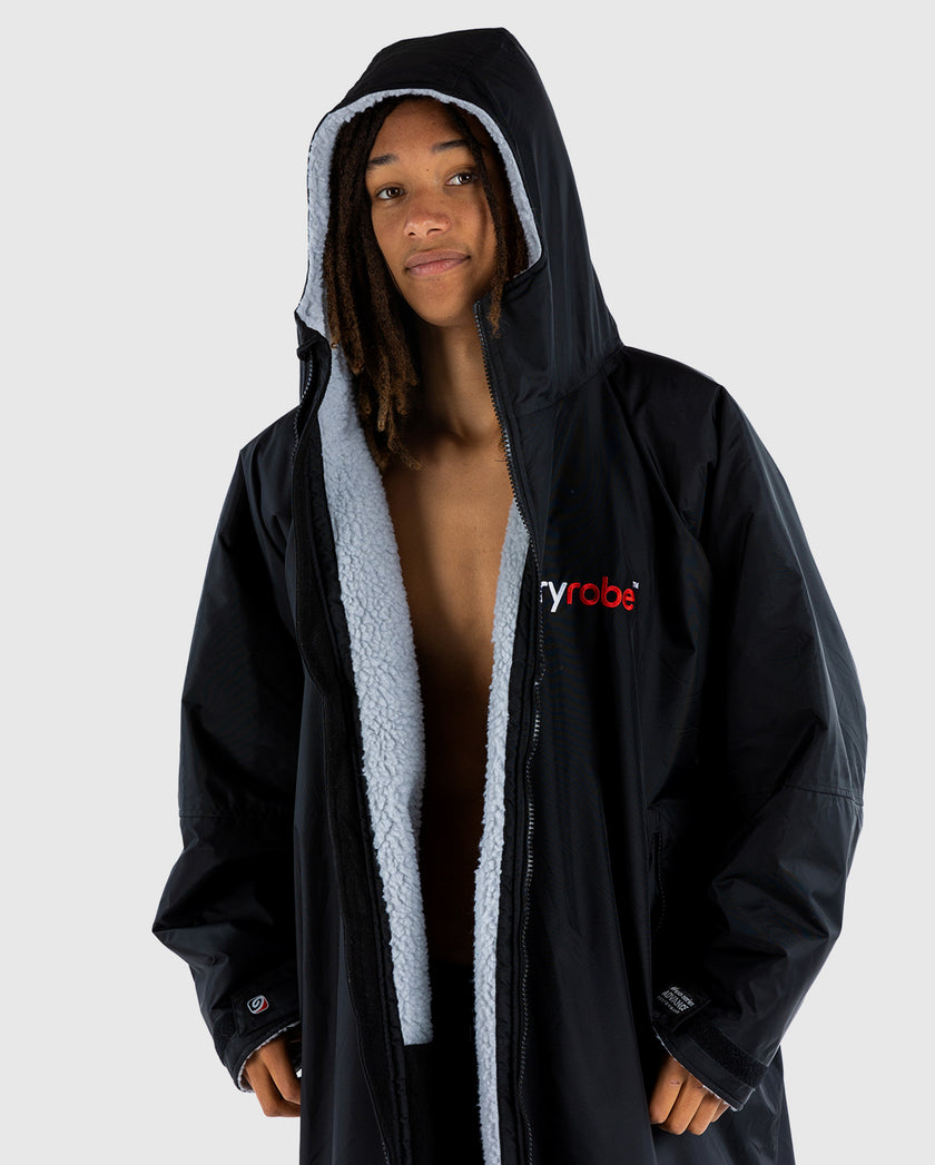 Black Grey Long Sleeve Adult Changing Robe | Dryrobe®