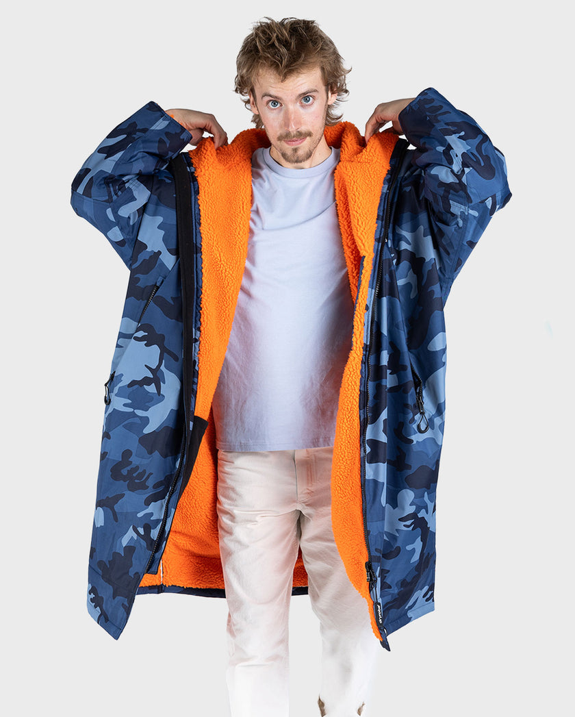 dryrobe® Advance Long Sleeve Changing Robe - Blue Camo | Orange