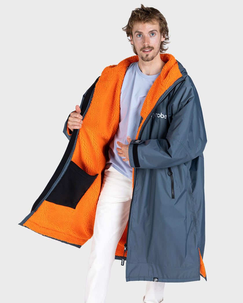 dryrobe® Advance Long Sleeve Changing Robe - Dark Grey | Orange