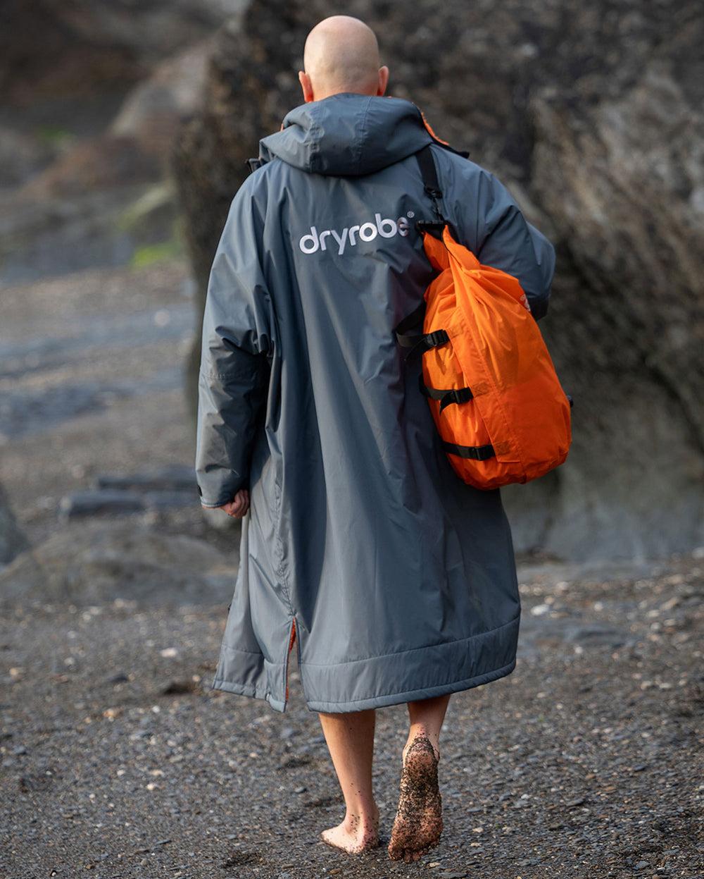 dryrobe® Advance Long Sleeve Changing Robe - Dark Grey | Orange