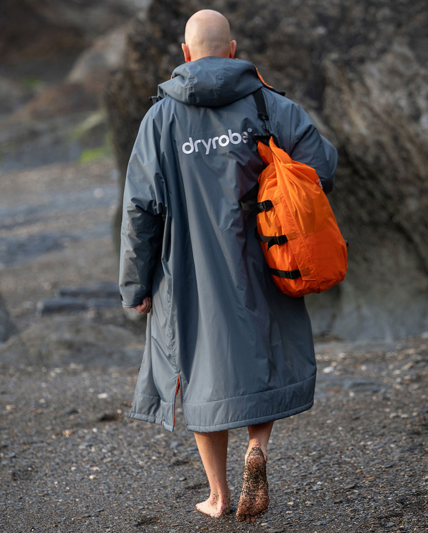 dryrobe® Advance Long Sleeve Changing Robe - Dark Grey | Orange