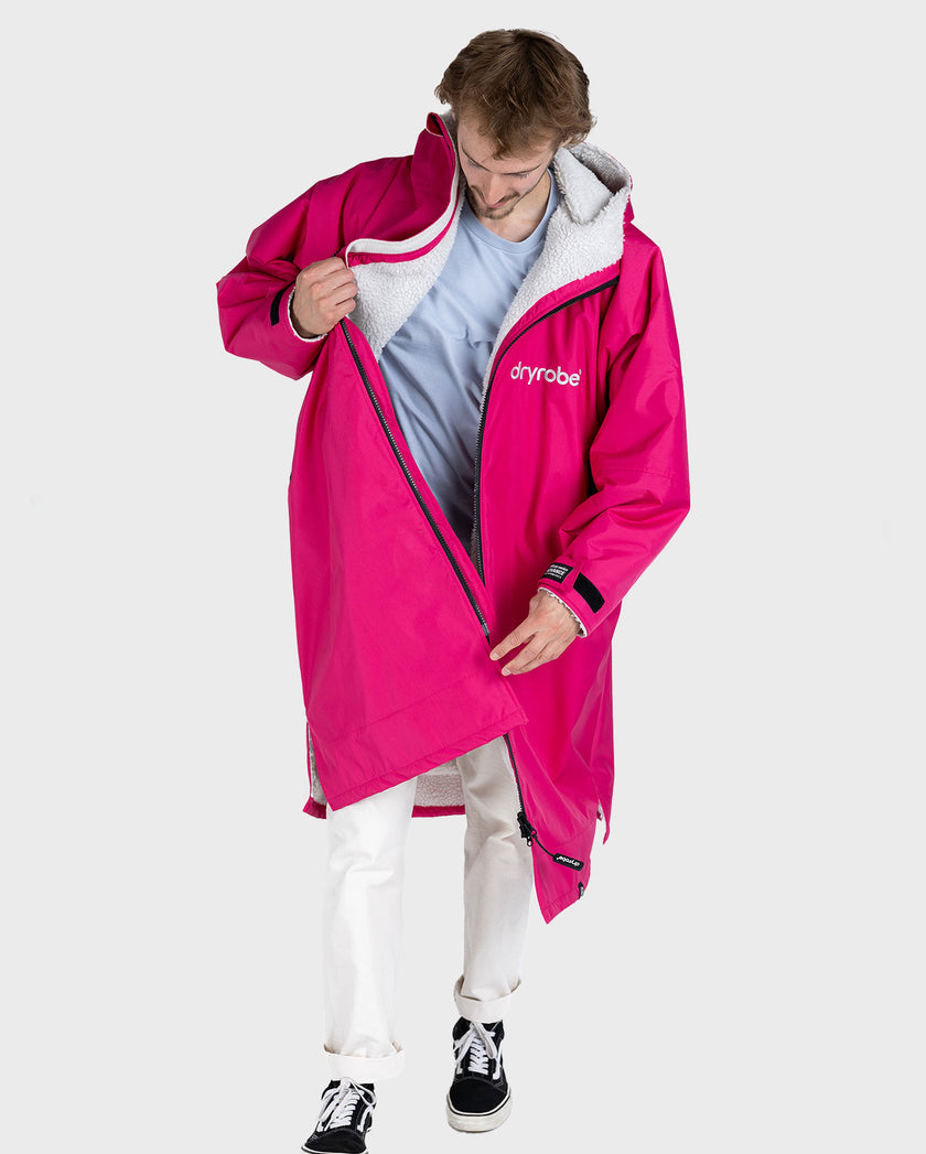 dryrobe® Advance Long Sleeve Changing Robe - Pink | Light Grey