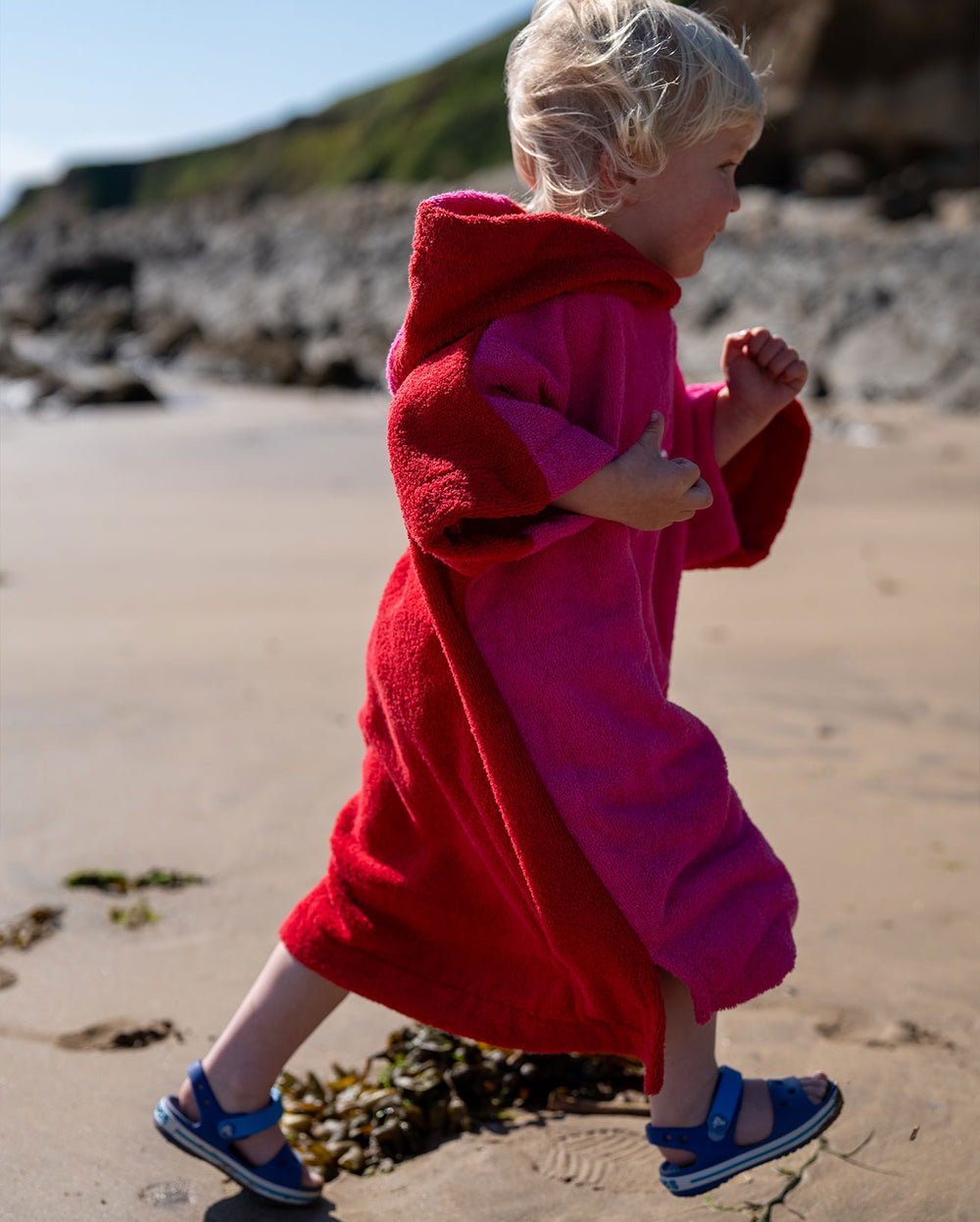 Pink Red Kids Towel Changing Robe | Dryrobe®